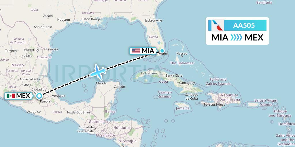 AA505 Flight Status American Airlines: Miami to Mexico City (AAL505)