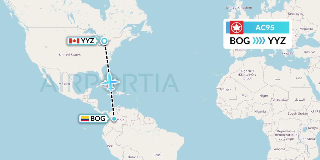 AC95 Flight Status Air Canada: Bogota to Toronto (ACA95)