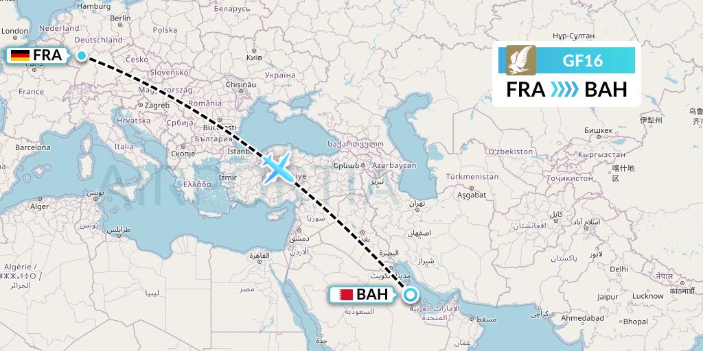 GF16 Flight Status Gulf Air: Frankfurt to Bahrain (GFA16)