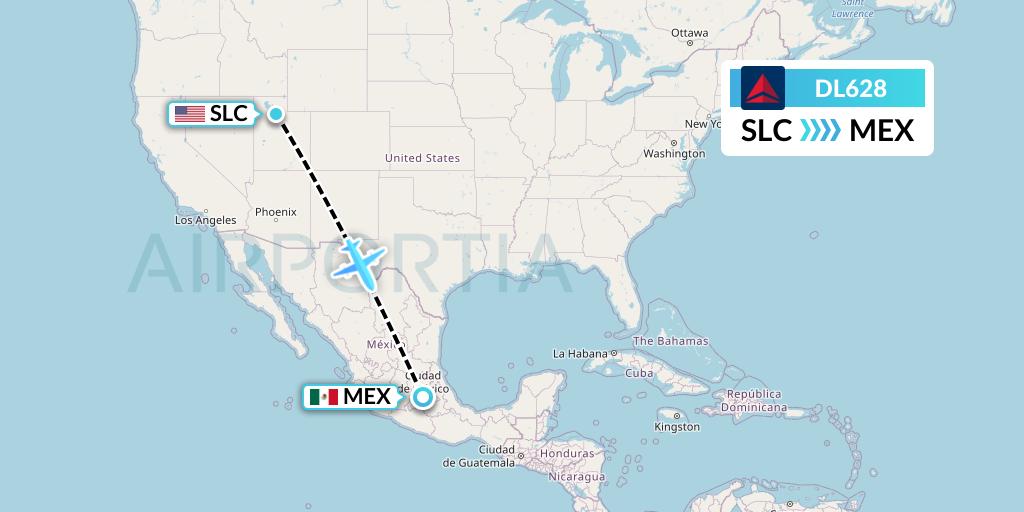DL628 Flight Status Delta Air Lines: Salt Lake City to Mexico City (DAL628)