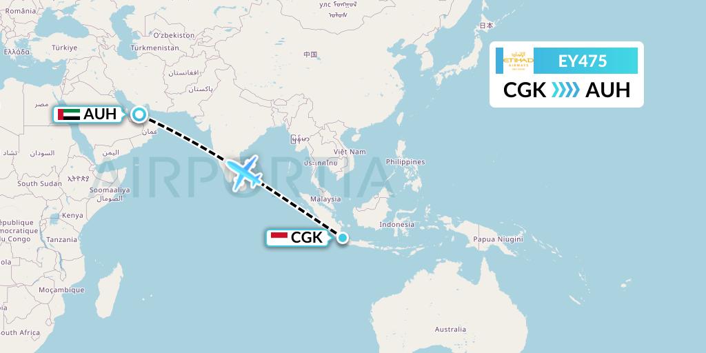 EY475 Flight Status Etihad Airways: Jakarta to Abu Dhabi (ETD475)