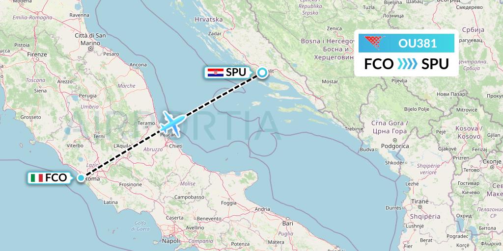 OU381 Flight Status Croatia Airlines: Rome to Split (CTN381)