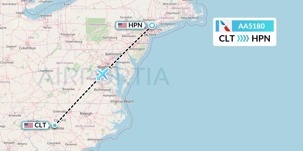 AA5180 Flight Status American Airlines: Charlotte to White Plains (AAL5180)