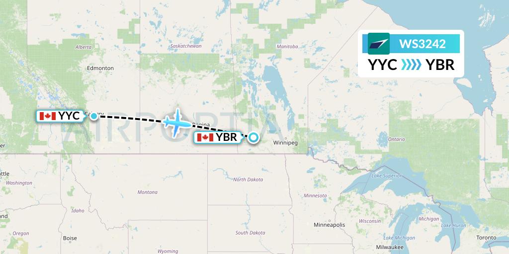 WS3242 Flight Status WestJet: Calgary to Brandon (WJA3242)