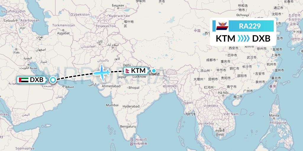 RA229 Flight Status Royal Nepal Airlines: Kathmandu to Dubai (RNA229)