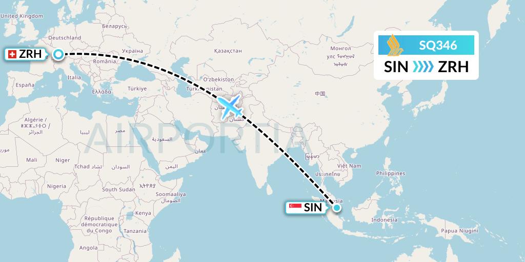 SQ346 Flight Status Singapore Airlines: Singapore to Zurich (SIA346)