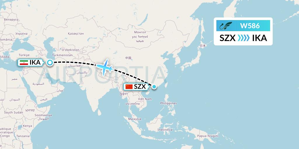 W586 Flight Status Mahan Air: Shenzhen to Tehran (IRM86)