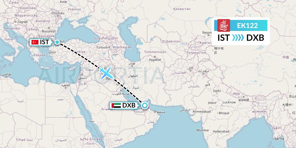 EK122 Flight Status Emirates: Istanbul to Dubai (UAE122)