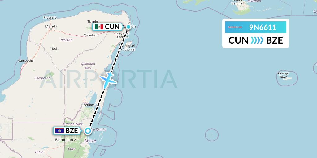 9N6611 Flight Status Tropic Air: Cancun to Belize City (TOS6611)
