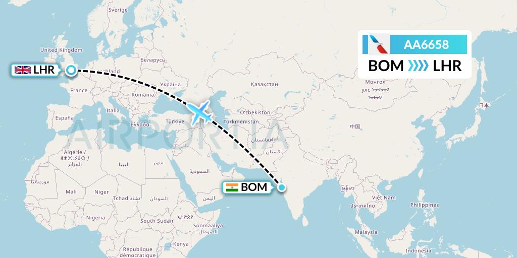 AA6658 Flight Status American Airlines: Mumbai to London (AAL6658)