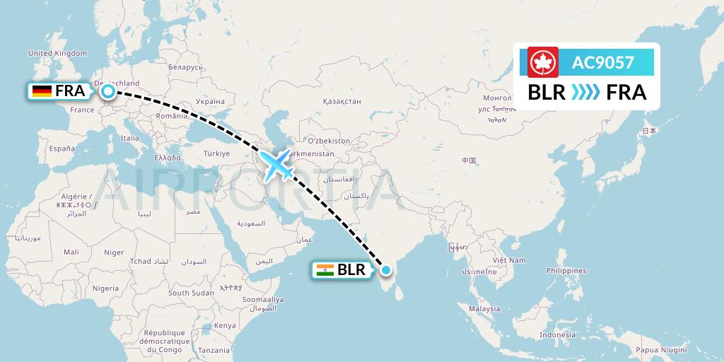 AC9057 Flight Status Air Canada: Bangalore to Frankfurt (ACA9057)