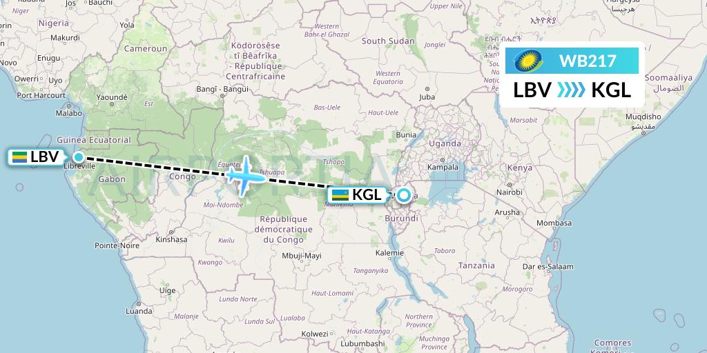 WB217 Flight Status RwandAir: Libreville to Kigali (RWD217)