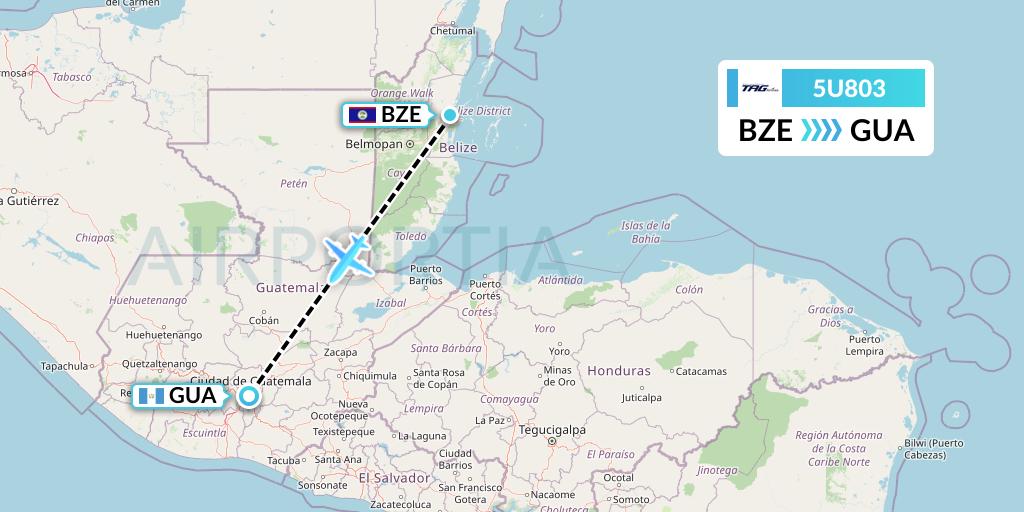 5U803 Flight Status TAG Airlines: Belize City to Guatemala City (TGU803)