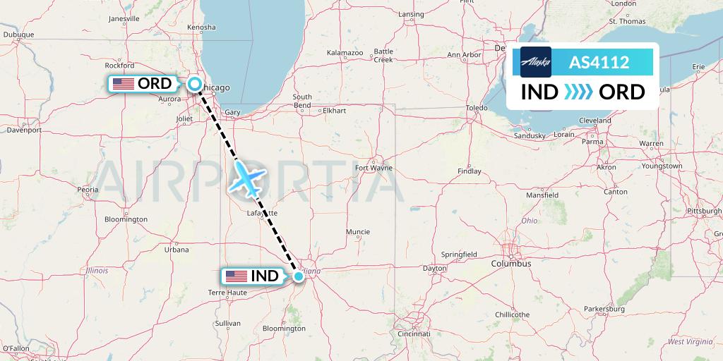 AS4112 Flight Status Alaska Airlines: Indianapolis to Chicago (ASA4112)