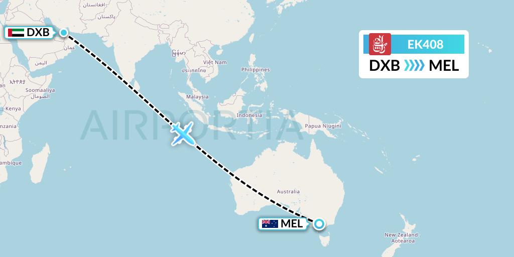 EK408 Flight Status Emirates: Dubai to Melbourne (UAE408)