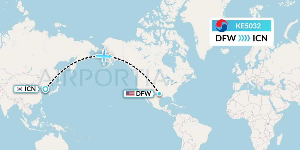 KE5032 Flight Status Korean Air: Dallas to Seoul (KAL5032)