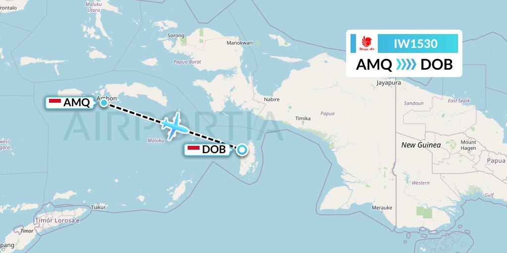 IW1530 Flight Status Wings Air: Ambon to Dobo-Kobror Island (WON1530)