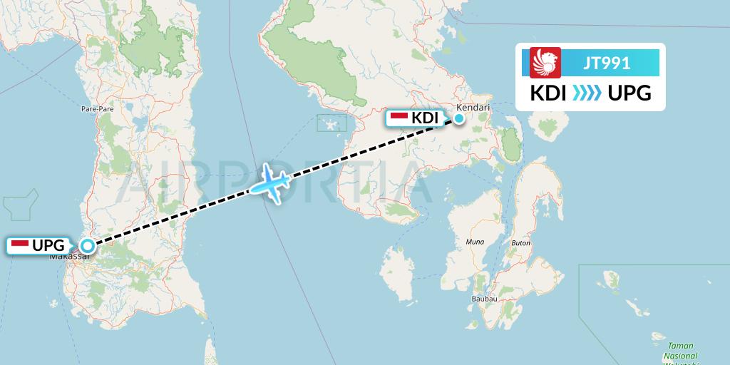 JT991 Flight Status Lion Airlines: Kendari to Makassar (LNI991)