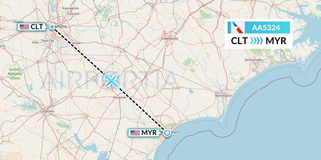 AA5324 Flight Status American Airlines: Charlotte to Myrtle Beach (AAL5324)