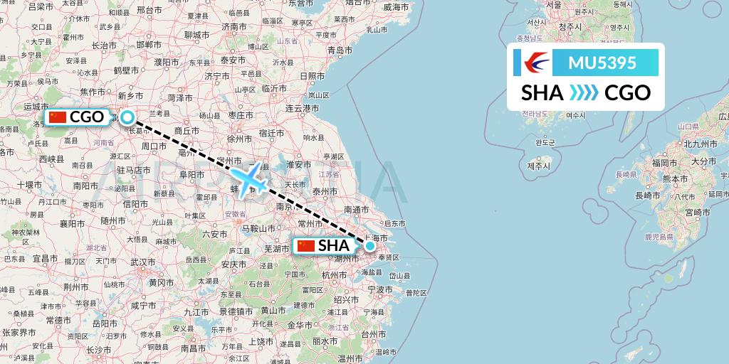 MU5395 Flight Status China Eastern Airlines: Shanghai to Zhengzhou ...