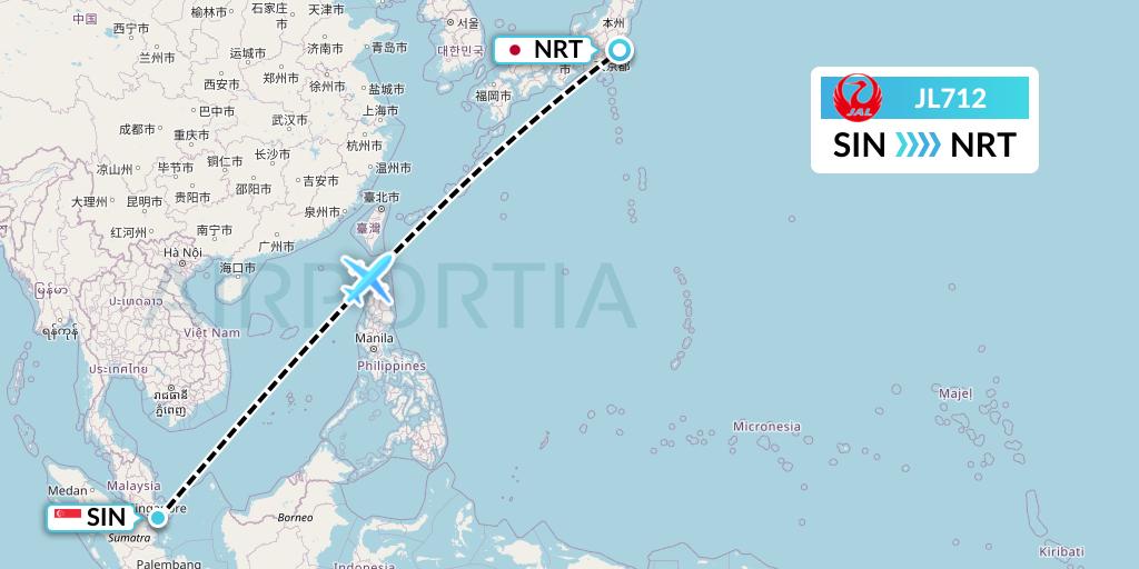 JL712 Flight Status Japan Airlines: Singapore to Tokyo (JAL712)