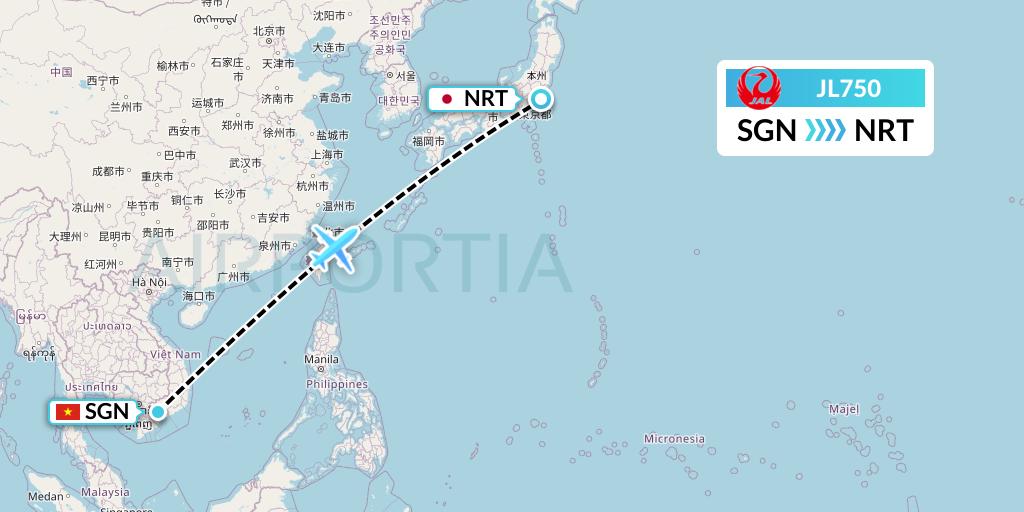 JL750 Flight Status Japan Airlines: Ho Chi Minh City to Tokyo (JAL750)