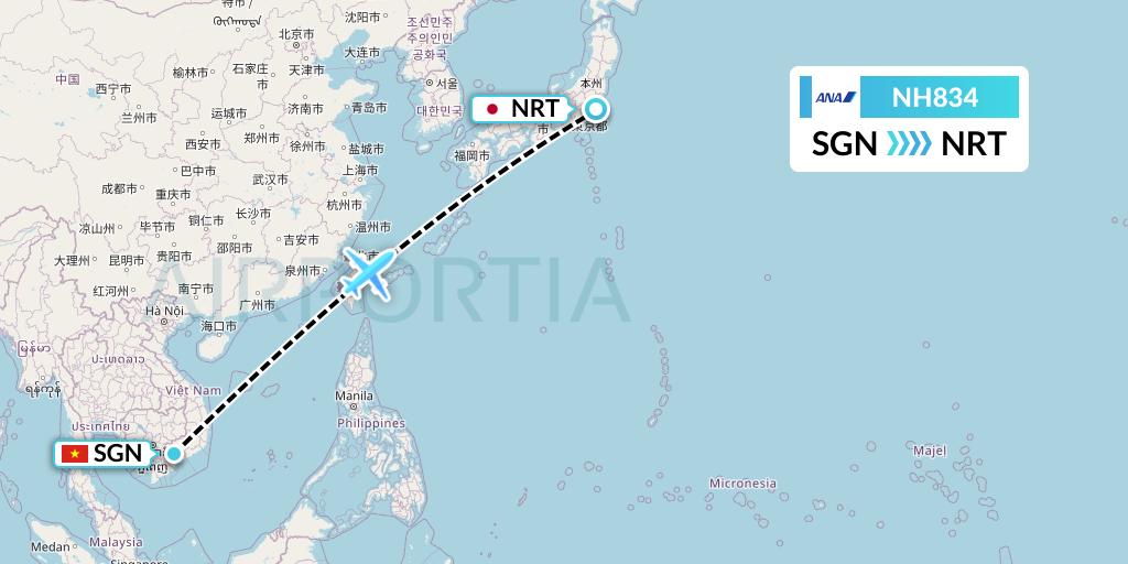 NH834 Flight Status All Nippon Airways: Ho Chi Minh City to Tokyo (ANA834)