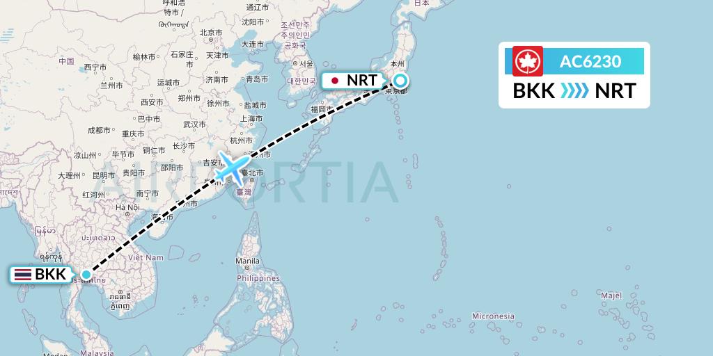 AC6230 Flight Status Air Canada: Bangkok to Tokyo (ACA6230)