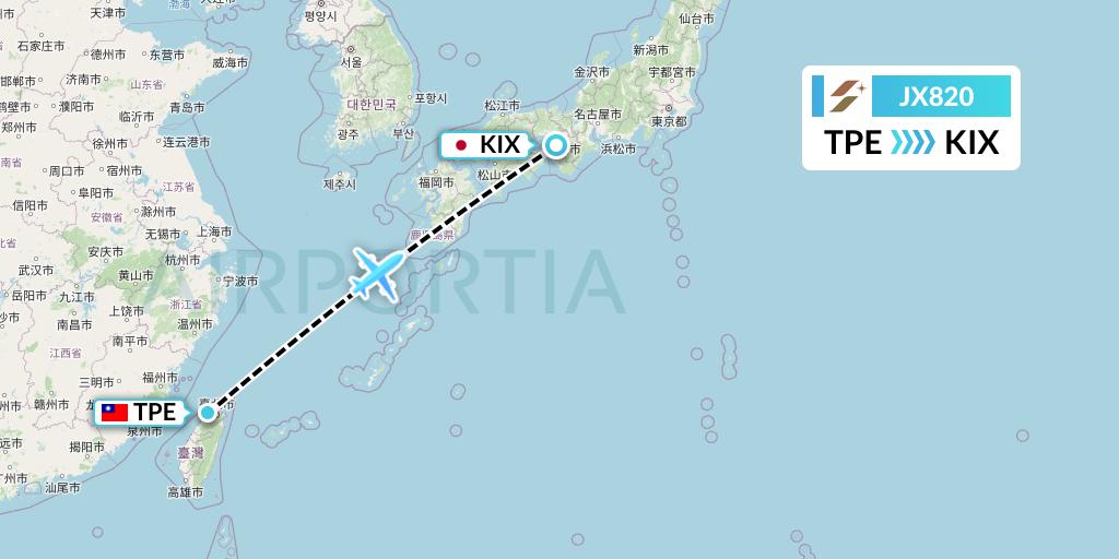 JX820 Flight Status Starlux Airlines: Taipei to Osaka (SJX820)