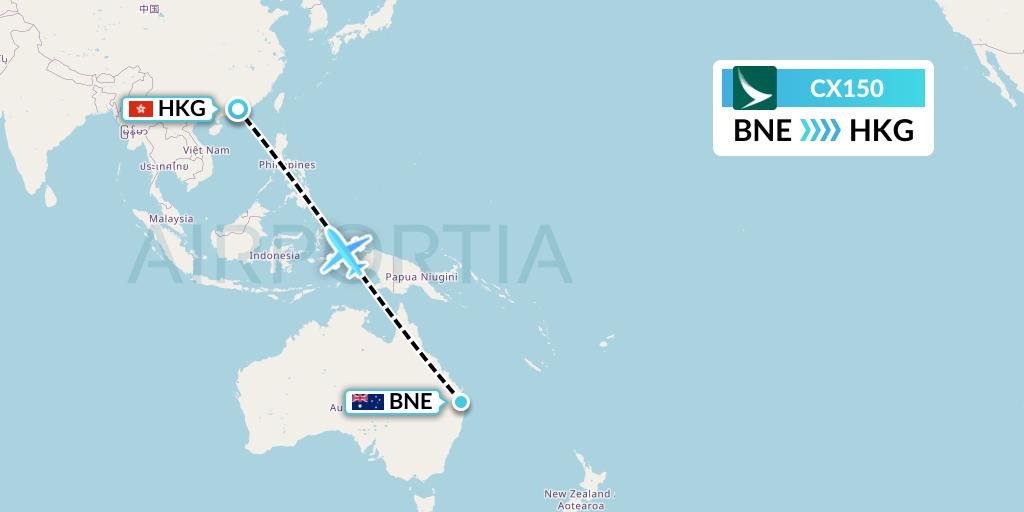 CX150 Flight Status Cathay Pacific: Brisbane to Hong Kong (CPA150)