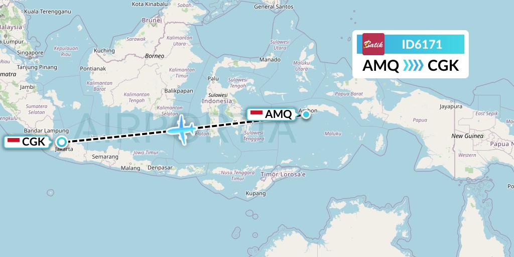 ID6171 Flight Status Batik Air: Ambon to Jakarta (BTK6171)