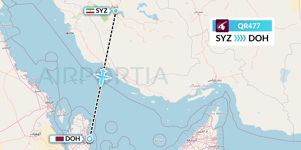 QR477 Flight Status Qatar Airways: Shiraz to Doha (QTR477)