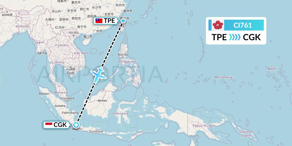 CI761 Flight Status China Airlines: Taipei to Jakarta (CAL761)