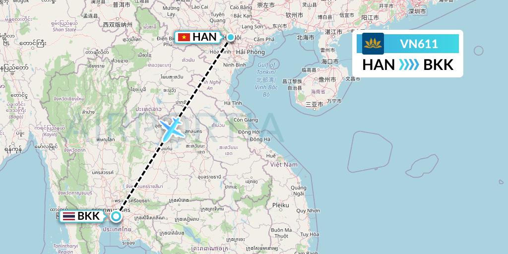 VN611 Flight Status Vietnam Airlines: Hanoi to Bangkok (HVN611)