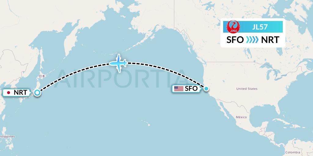 JL57 Flight Status Japan Airlines: San Francisco to Tokyo (JAL57)