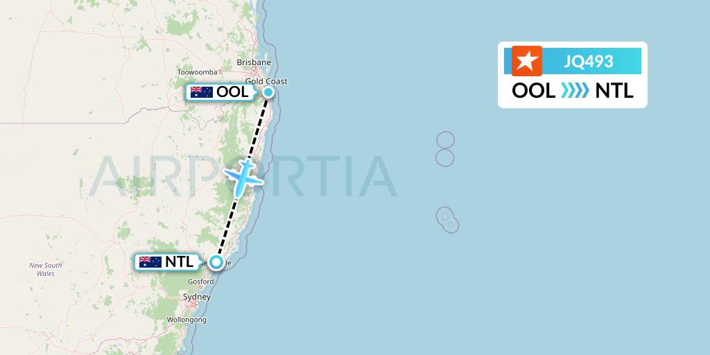 JQ493 Flight Status Jetstar Airways: Gold Coast to Newcastle (JST493)