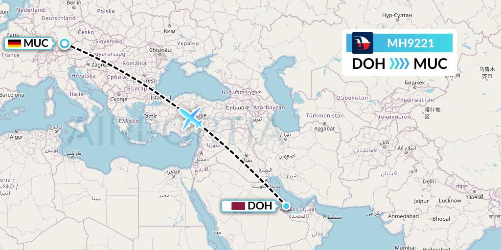 MH9221 Flight Status Malaysia Airlines: Doha to Munich (MAS9221)