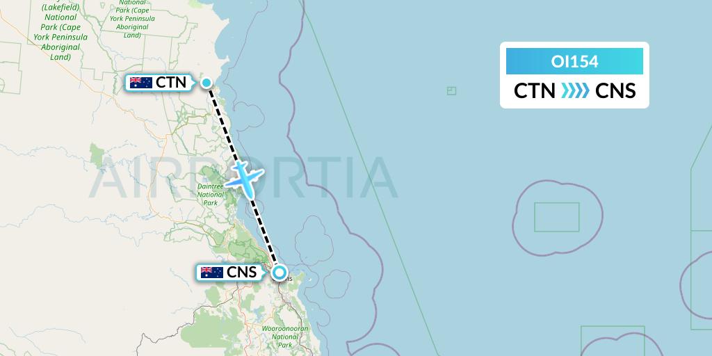 OI154 Flight Status Hinterland Aviation: Cooktown to Cairns (HND154)