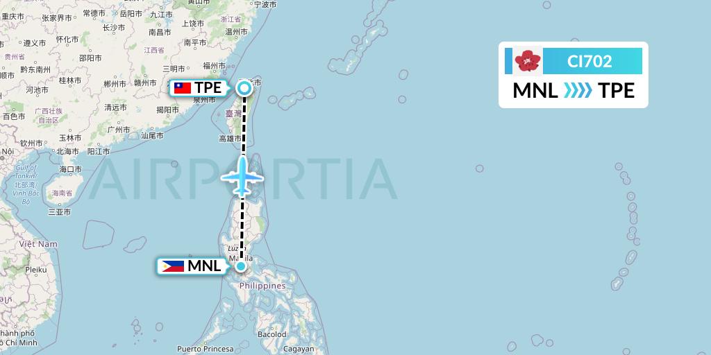 CI702 Flight Status China Airlines: Manila to Taipei (CAL702)