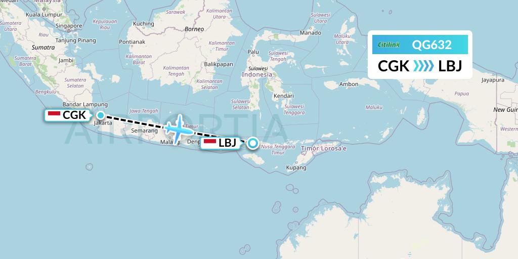 QG632 Flight Status Citilink: Jakarta to Labuan Bajo (CTV632)