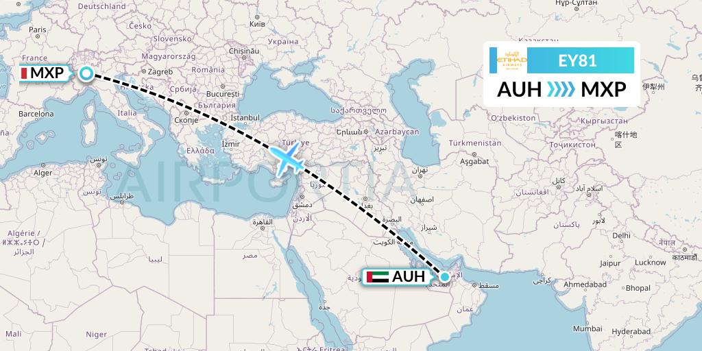 EY81 Flight Status Etihad Airways: Abu Dhabi to Milan (ETD81)