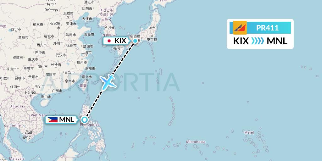 PR411 Flight Status Philippine Airlines: Osaka to Manila (PAL411)