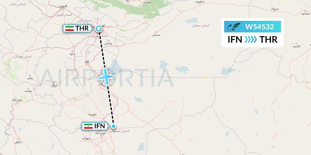 W54532 Flight Status Mahan Air: Isfahan to Tehran (IRM4532)