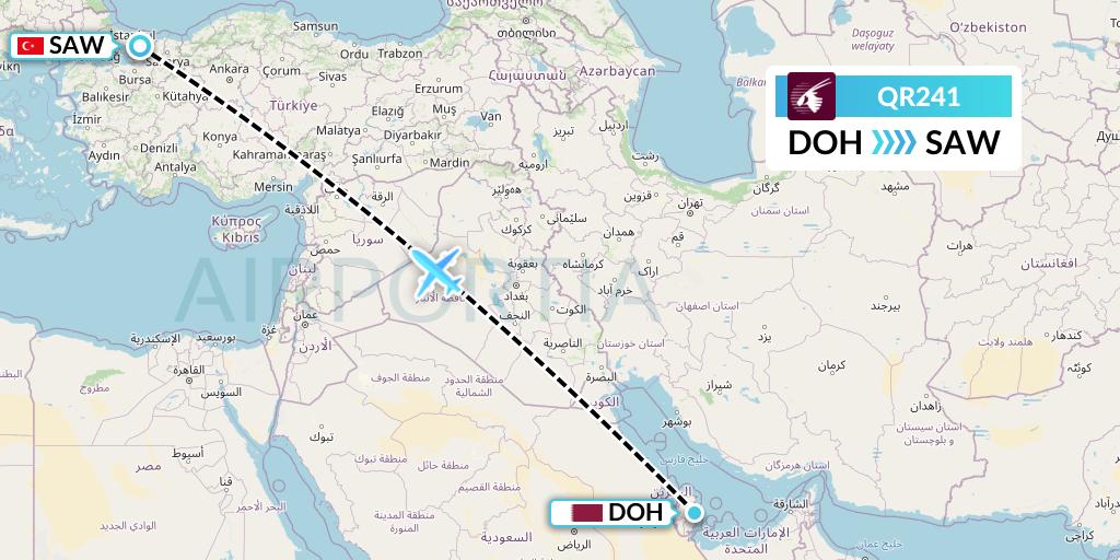 QR241 Flight Status Qatar Airways: Doha to Istanbul (QTR241)