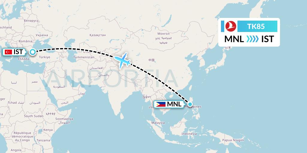 TK85 Flight Status Turkish Airlines: Manila to Istanbul (THY85)
