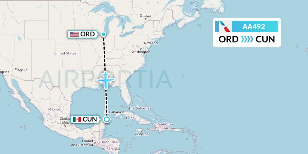 AA492 Flight Status American Airlines: Chicago to Cancun (AAL492)