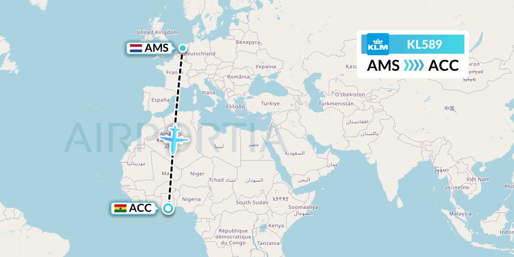 KL589 Flight Status KLM: Amsterdam to Accra (KLM589)