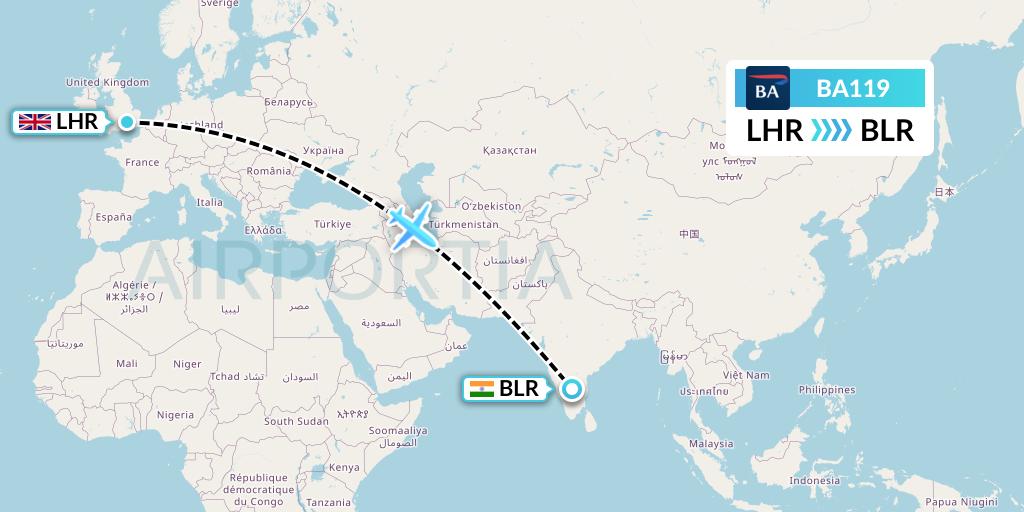 BA119 Flight Status British Airways: London to Bangalore (BAW119)