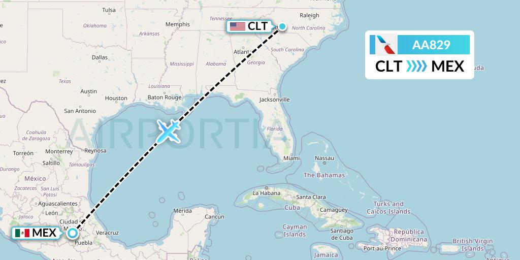 AA829 Flight Status American Airlines: Charlotte to Mexico City (AAL829)