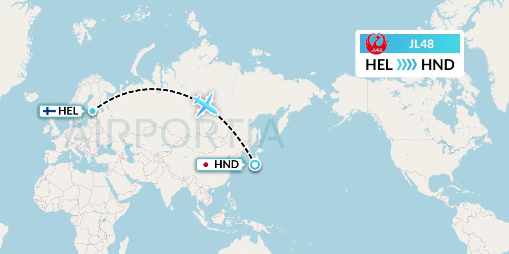 JL48 Flight Status Japan Airlines: Helsinki to Tokyo (JAL48)